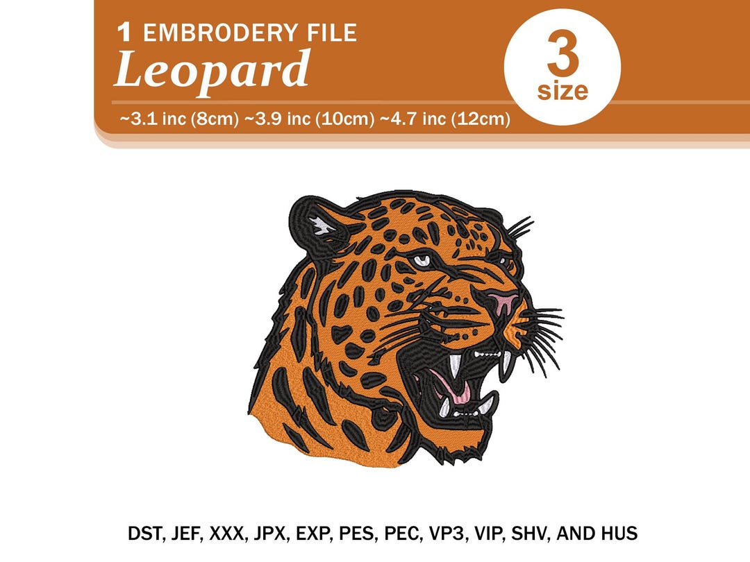 Leopard Embroidery Design Digital File - Etsy