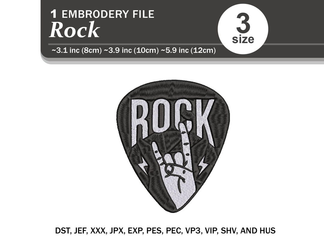Rock Digital Embroidery Design File - Etsy
