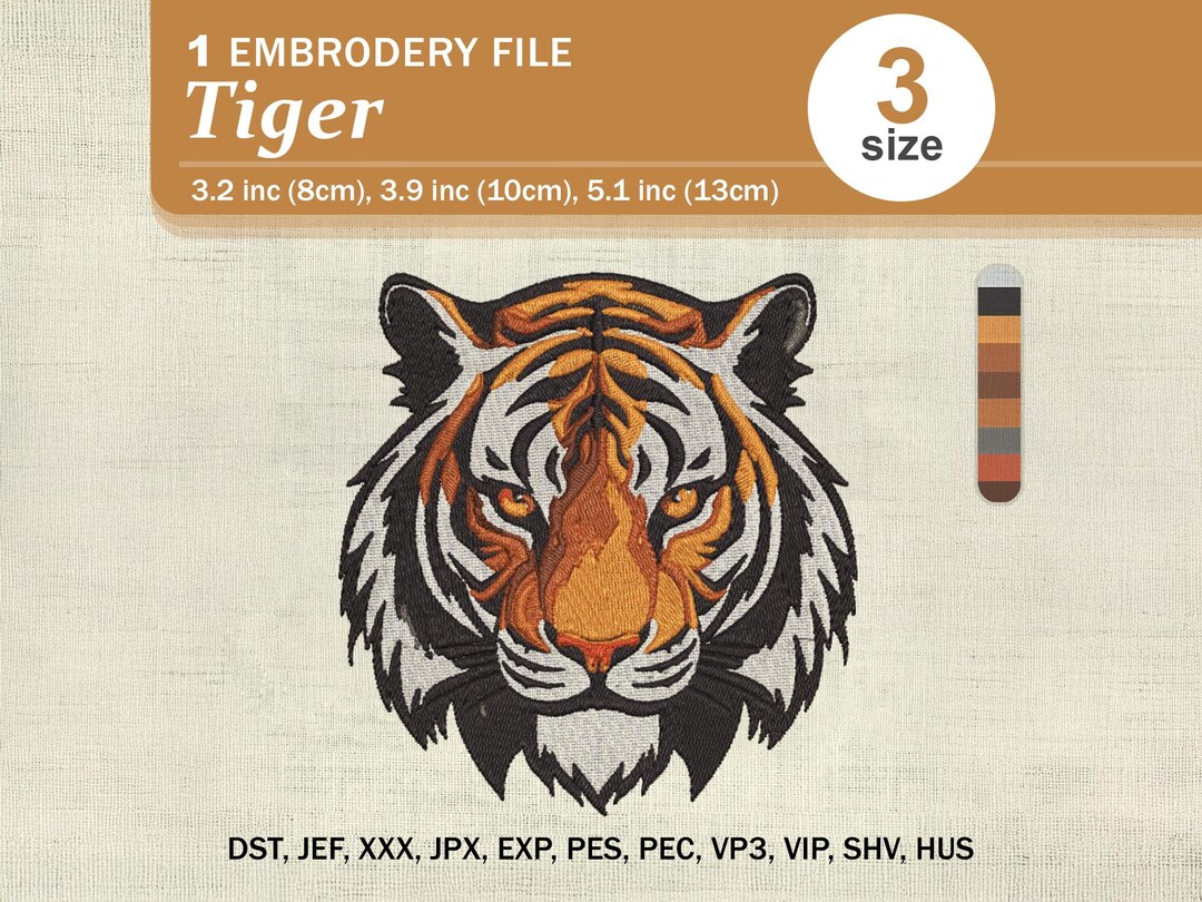 Realistic Tiger Embroidery Design: Wild Animal Stitching (digital ...