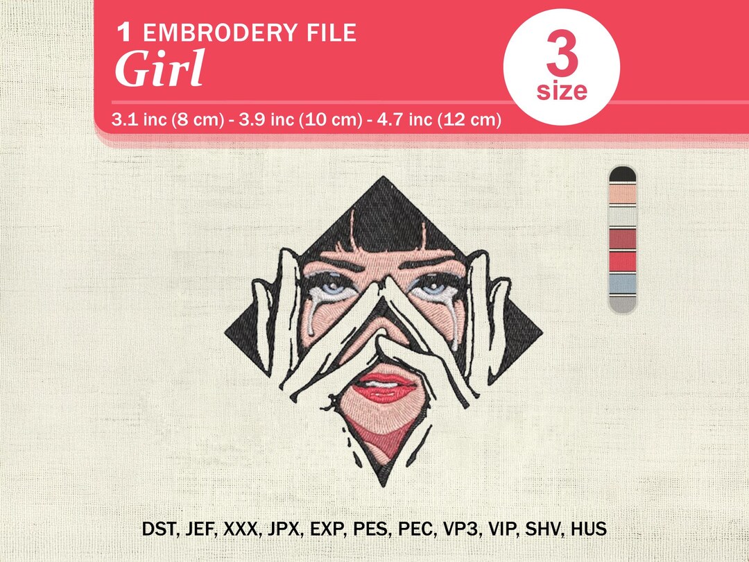 Crying Girl – Digital Embroidery Design File | Instant Download - Etsy