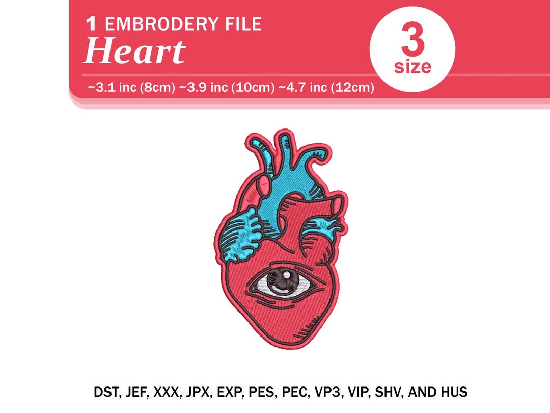 Heart Embroidery Design Digital File - Etsy
