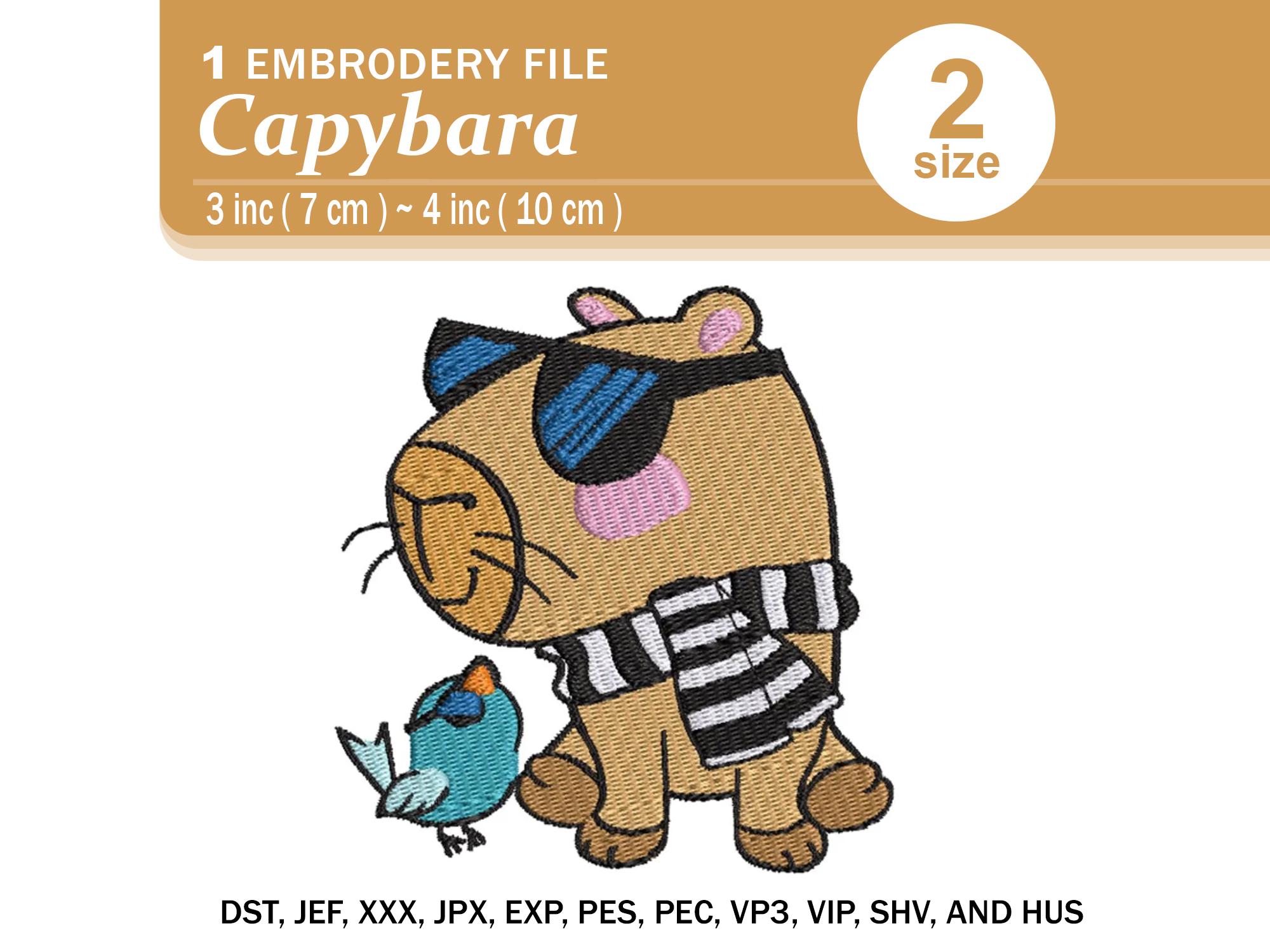 Capybara Embroidery Design | Cute Digital Stitching File for Machine ...