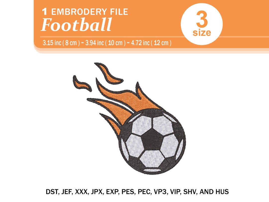 Flaming Soccer Ball Digital Embroidery Design – Sport Football ...
