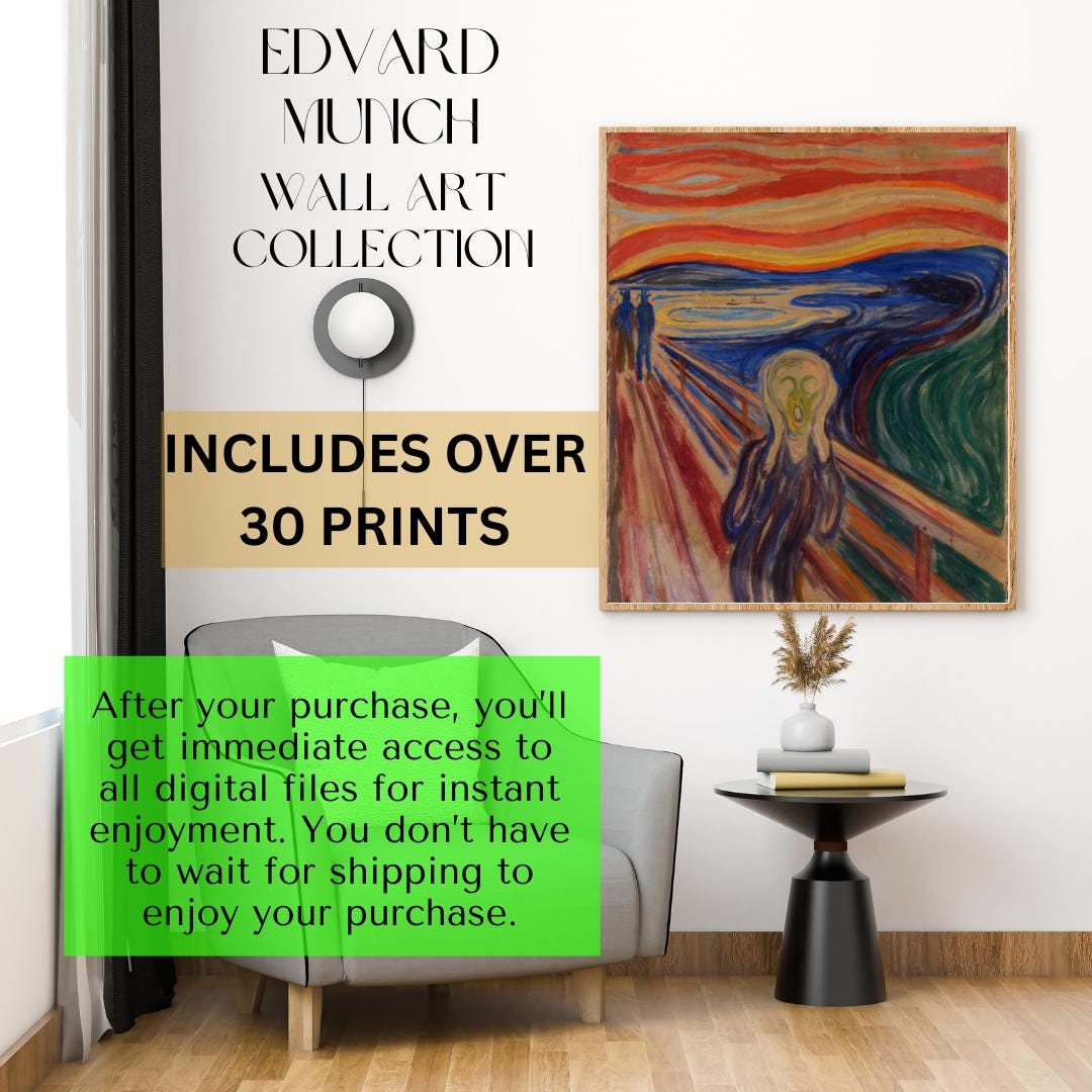 Edvard Munch Art Prints Bundle | Digital Download Wall Art | Vintage ...