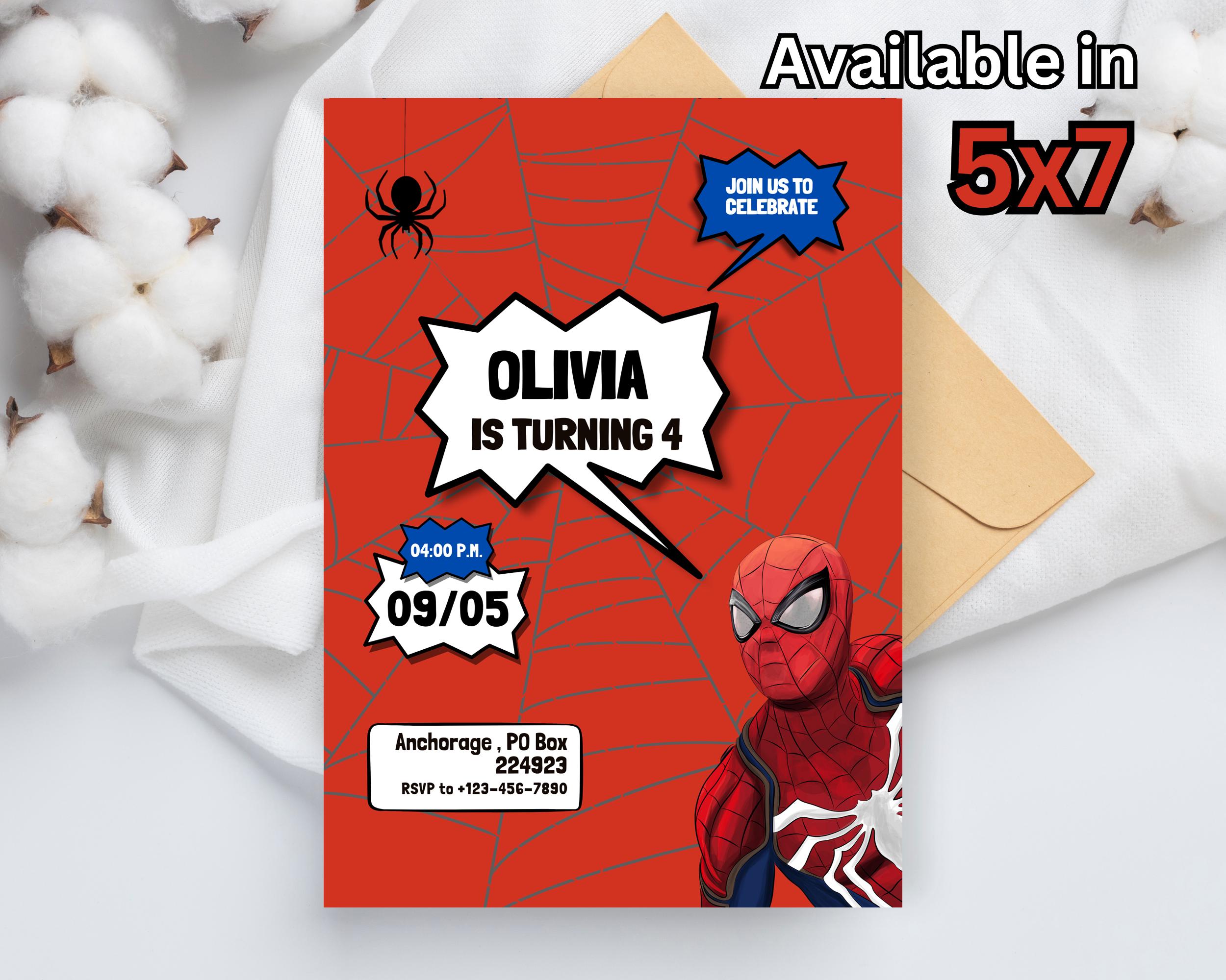 Spider-man Invite , Spiderman Birthday , Spiderman Invite , 4th ...