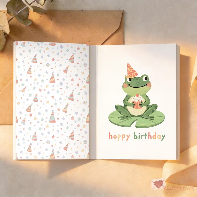 Hoppy Birthday Frog Pun Card, Funny Animal Printable Greeting (digital ...