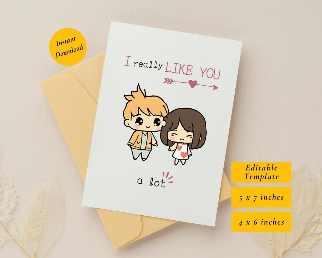 Chibi Couple Printable Valentine's Card | Cute Romantic Gift for ...