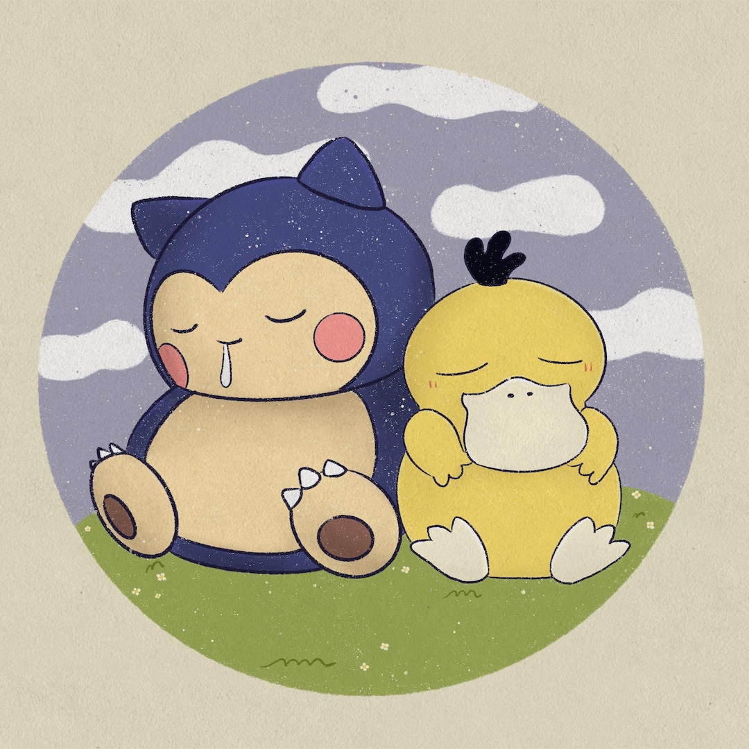 Pokémon || Snorlax and Psyduck Sleeping || Digital Art Print - Etsy