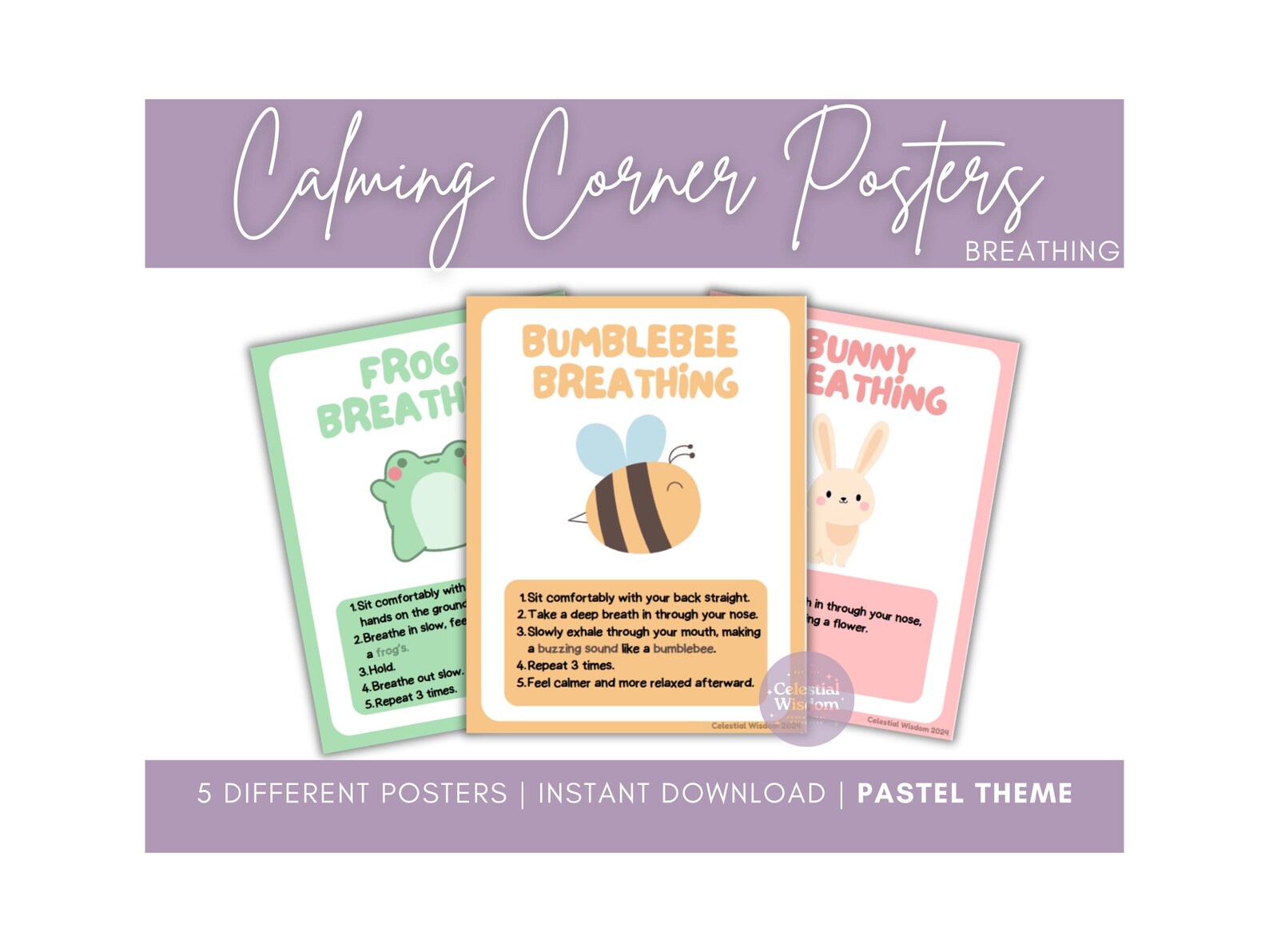 Printable Cute Calming Corner Posters, Pastel, Spring, Cute Animals ...