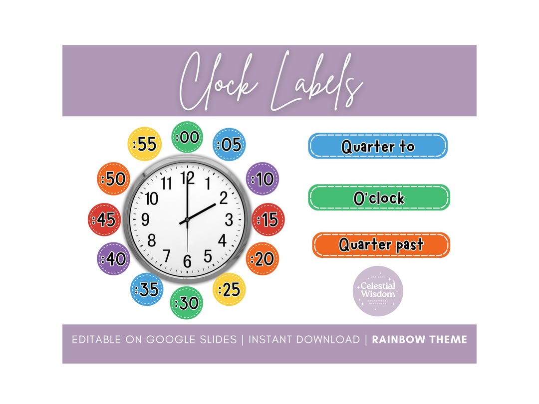 Printable Circle Clock Labels, Printable, Math, Time, Minutes, Seconds ...