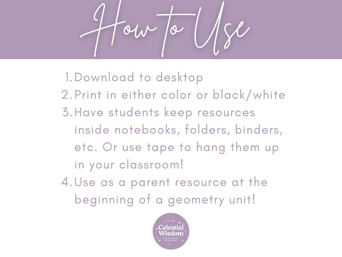 Angle Vocabulary Posters, Boho, Anchor Chart, Handout, Printable ...