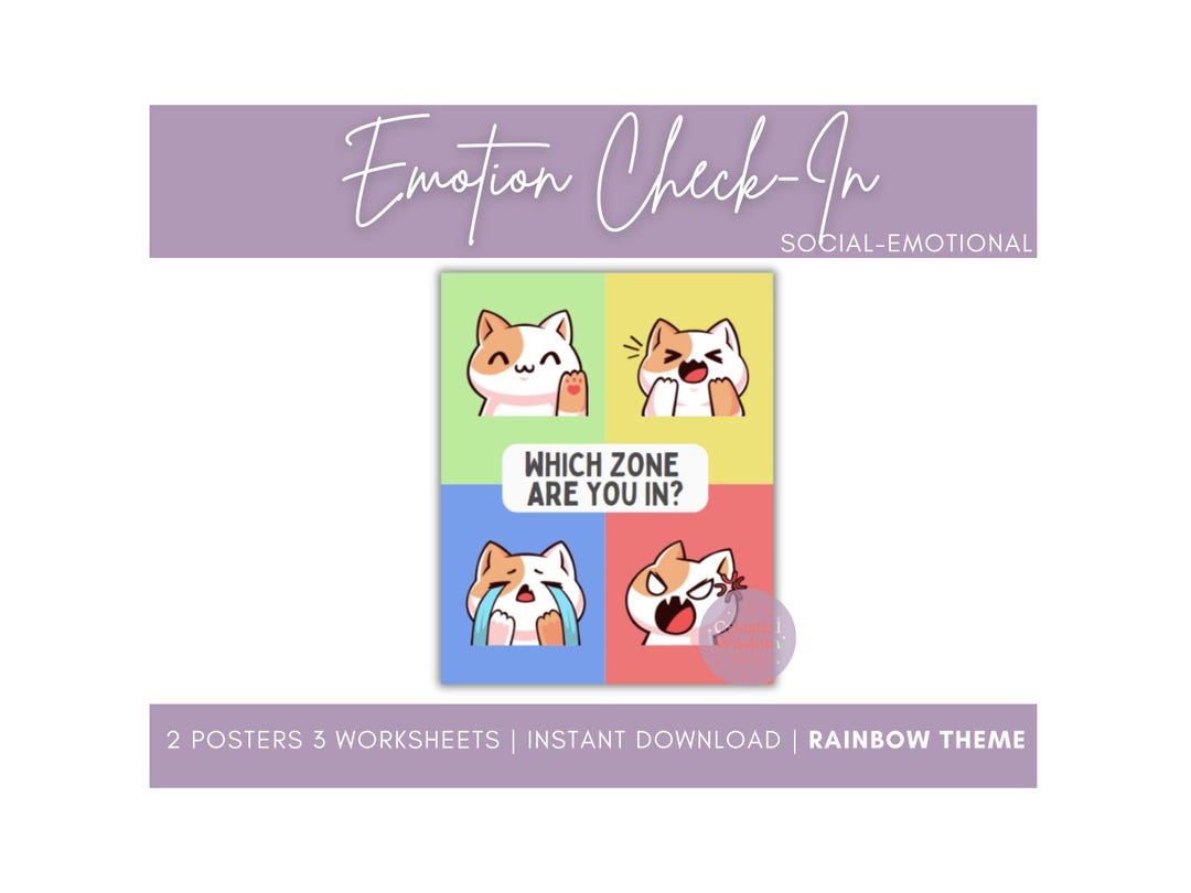 Printable Social-emotional Learning Cat Posters, Check In, Poster ...