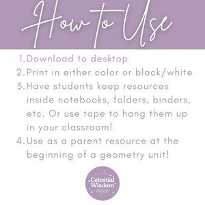 Printable Angle Vocabulary Posters, Rainbow, Anchor Chart, Handout ...