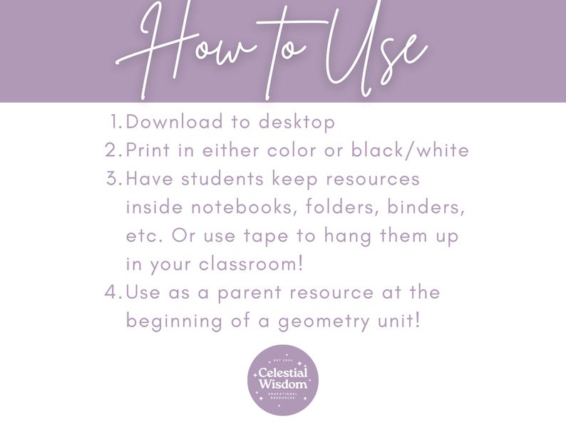 Printable Angle Vocabulary Posters, Rainbow, Anchor Chart, Handout ...