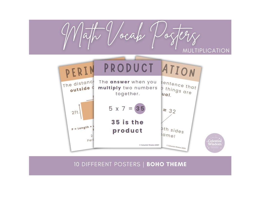 Multiplication Vocabulary Posters, Boho, Anchor Chart, Handout ...