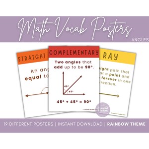 Printable Angle Vocabulary Posters, Rainbow, Anchor Chart, Handout ...