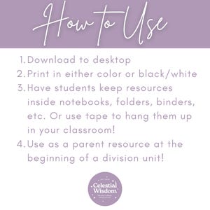 Division Vocabulary Posters, Boho, Printable, Anchor Chart, Handout ...