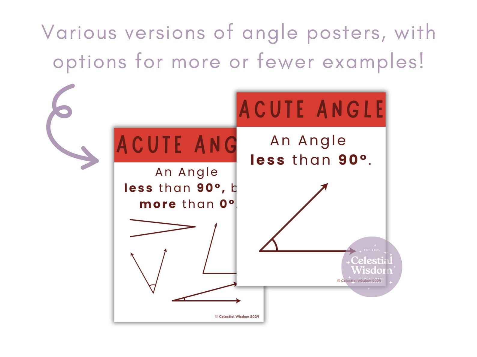 Printable Angle Vocabulary Posters, Rainbow, Anchor Chart, Handout ...