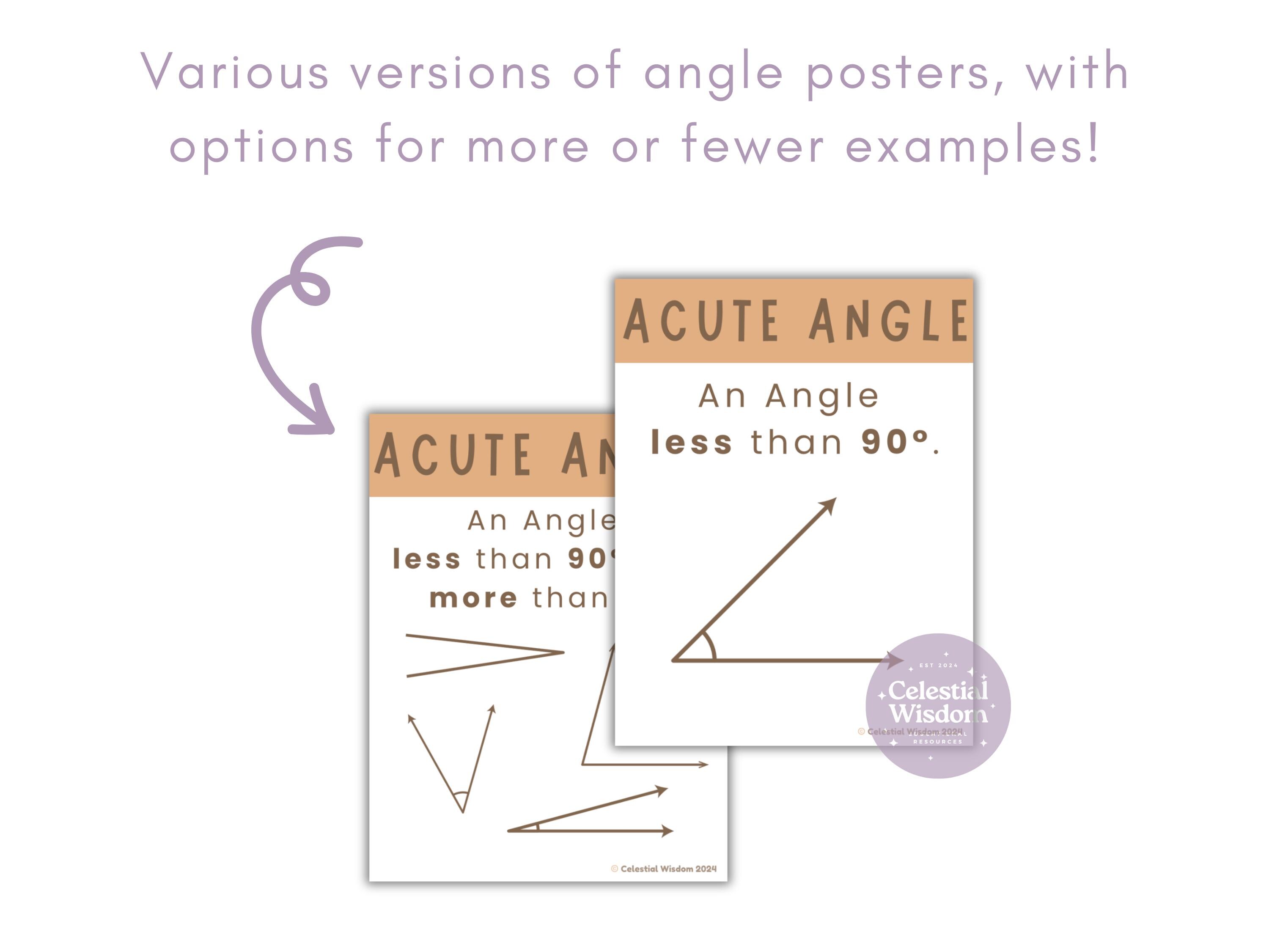 Angle Vocabulary Posters, Boho, Anchor Chart, Handout, Printable ...
