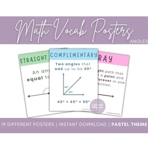Printable Angle Vocabulary Posters, Math, Pastel, Math Class ...
