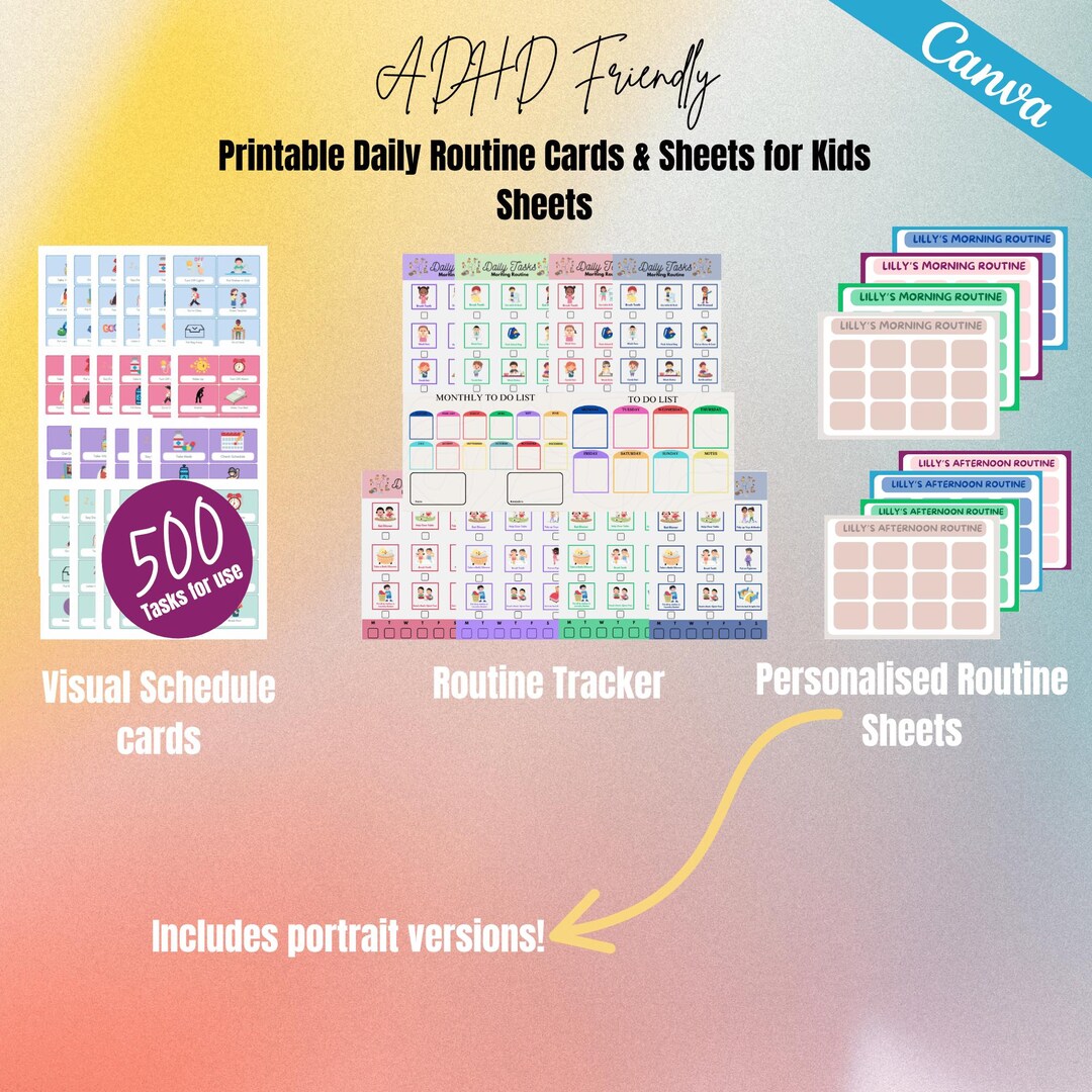 Morning & Evening Task Charts Bundle, Adhd-friendly Visual Schedule ...
