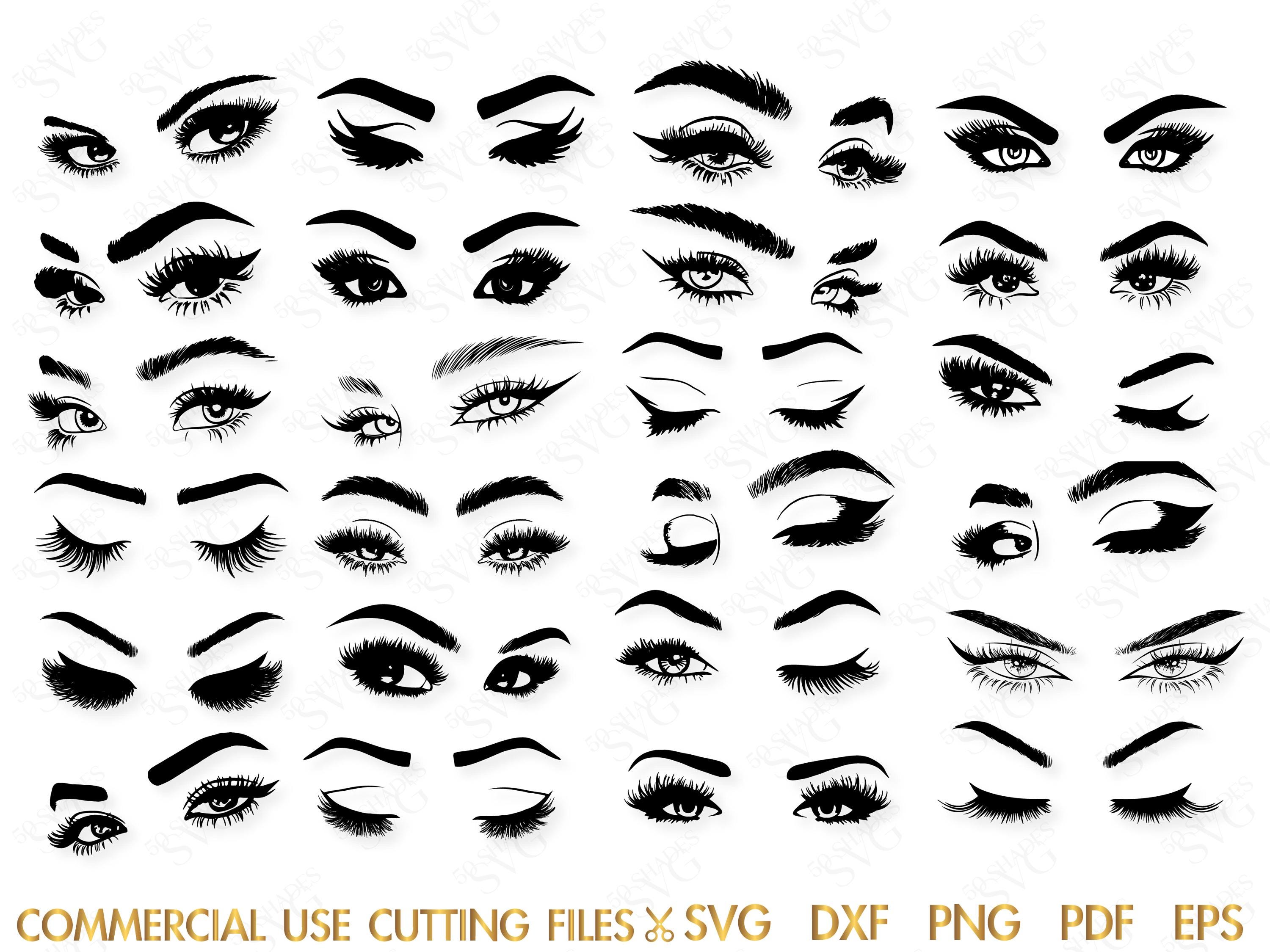 Pacote com 26 imagens SVG de olhos, SVG de olhos bonitos, SVG de cílios ...