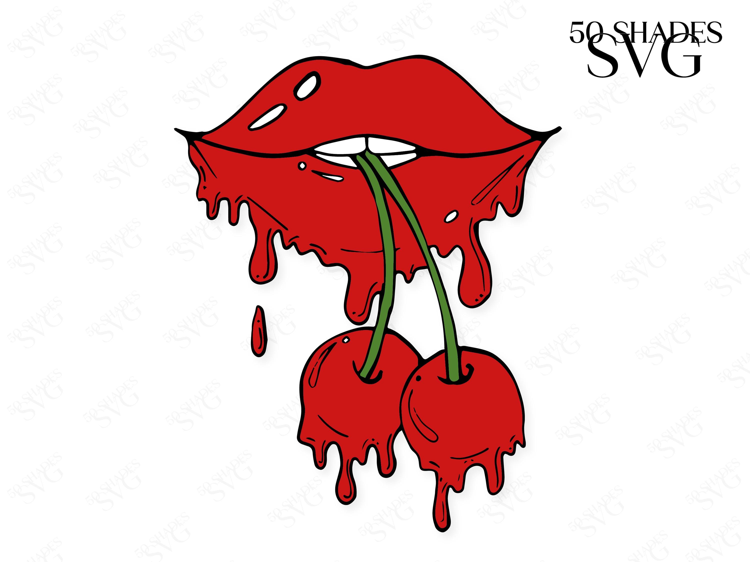 Dripping Lips SVG, Lips Cherry Svg, Dripping Lips Png, Lips Cricut, Silhouette, Sublimation ...