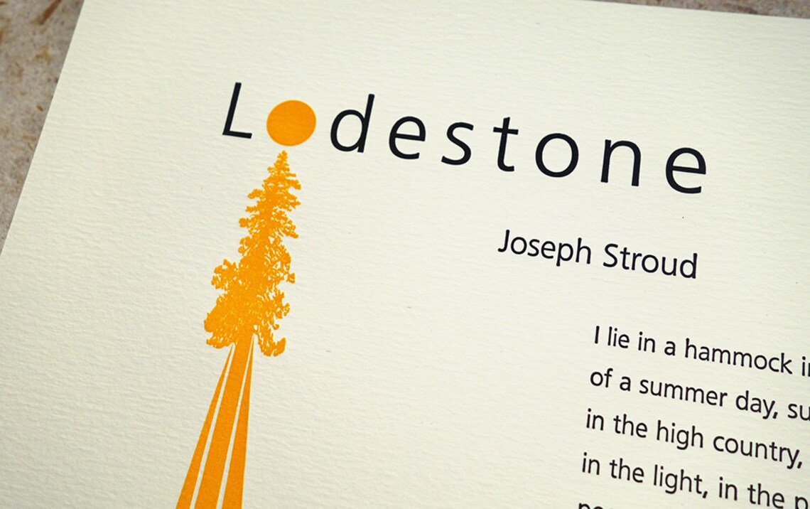 Letterpress Poetry Broadside Print lodestone Poet Joseph Stroud, Art ...