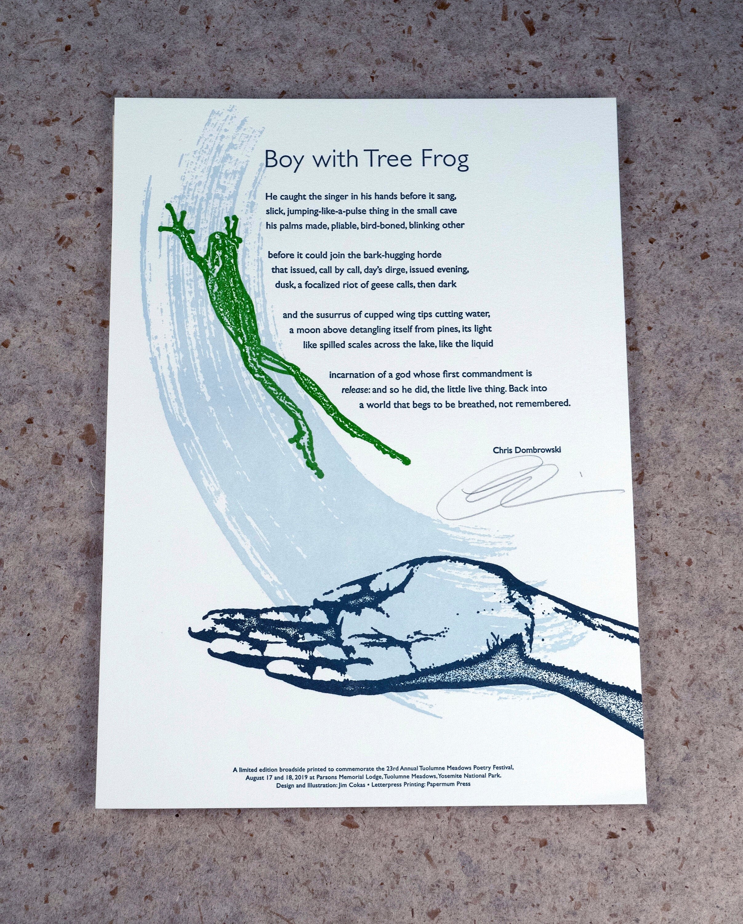 Letterpress Poetry Broadside Print boy With Treefrog Poet Chris ...