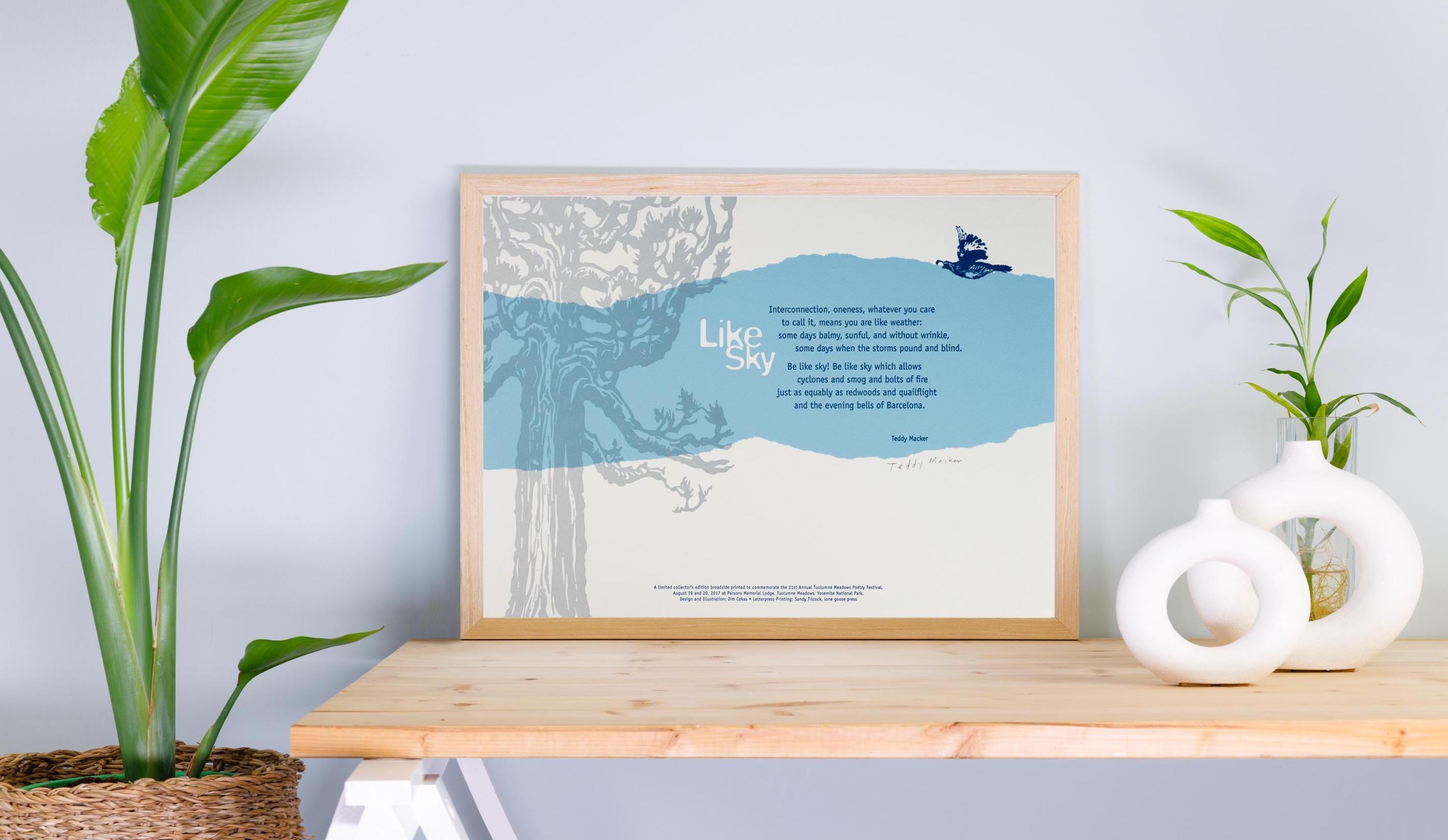 Letterpress Poetry Broadside Print — "like Sky" Poem by Teddy Macker ...