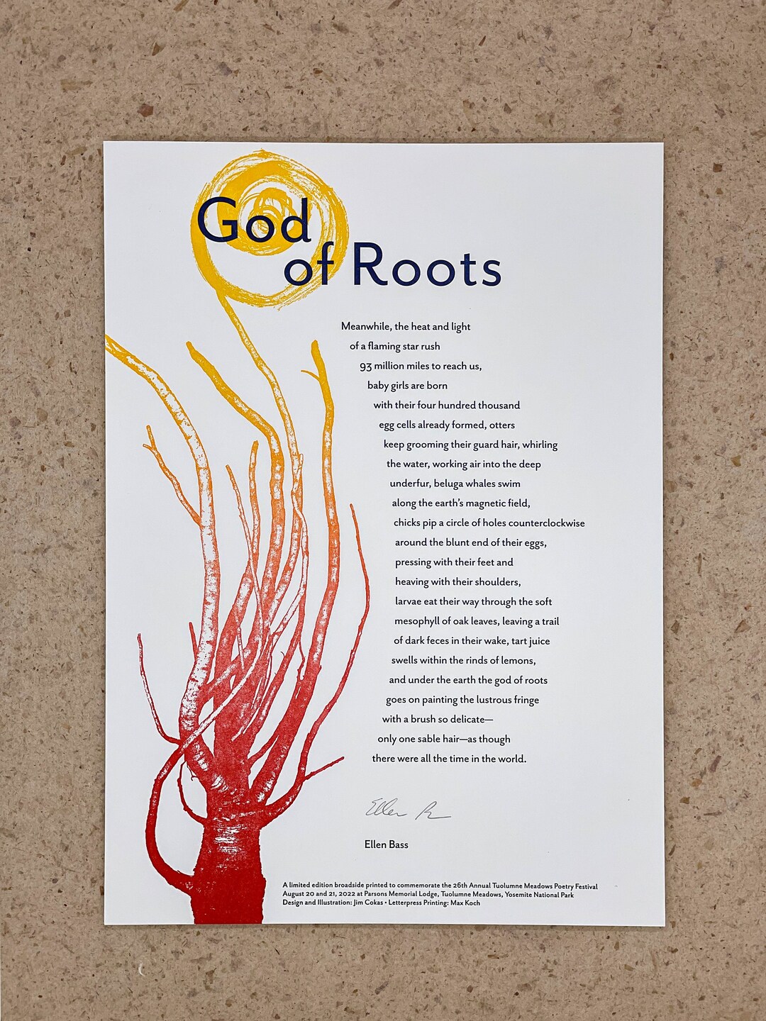 Letterpress Poetry Broadside Print god of Roots Poet Ellen Bass, Art ...