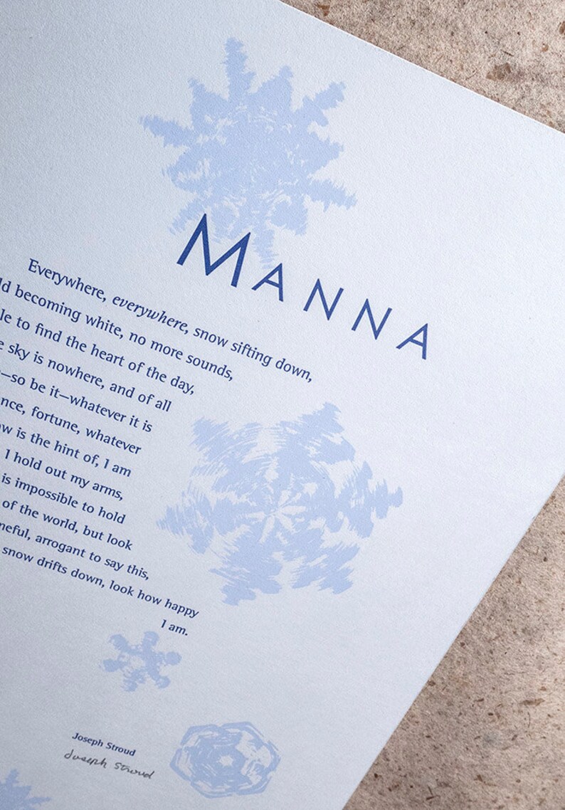 Letterpress Poetry Broadside Print Manna poet | Etsy
