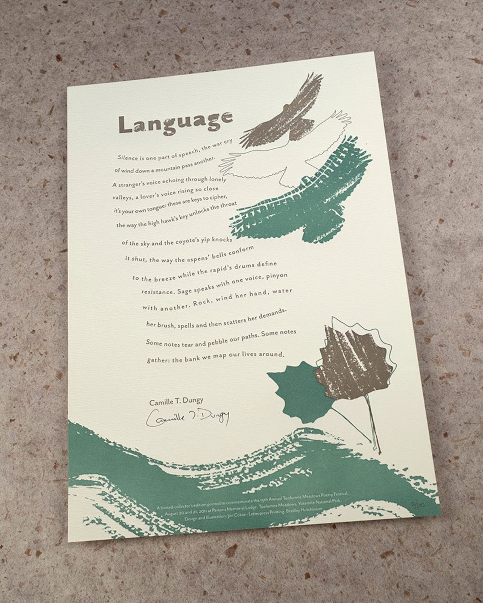 Letterpress Poetry Broadside language Poet Camille T. Dungy, Art ...