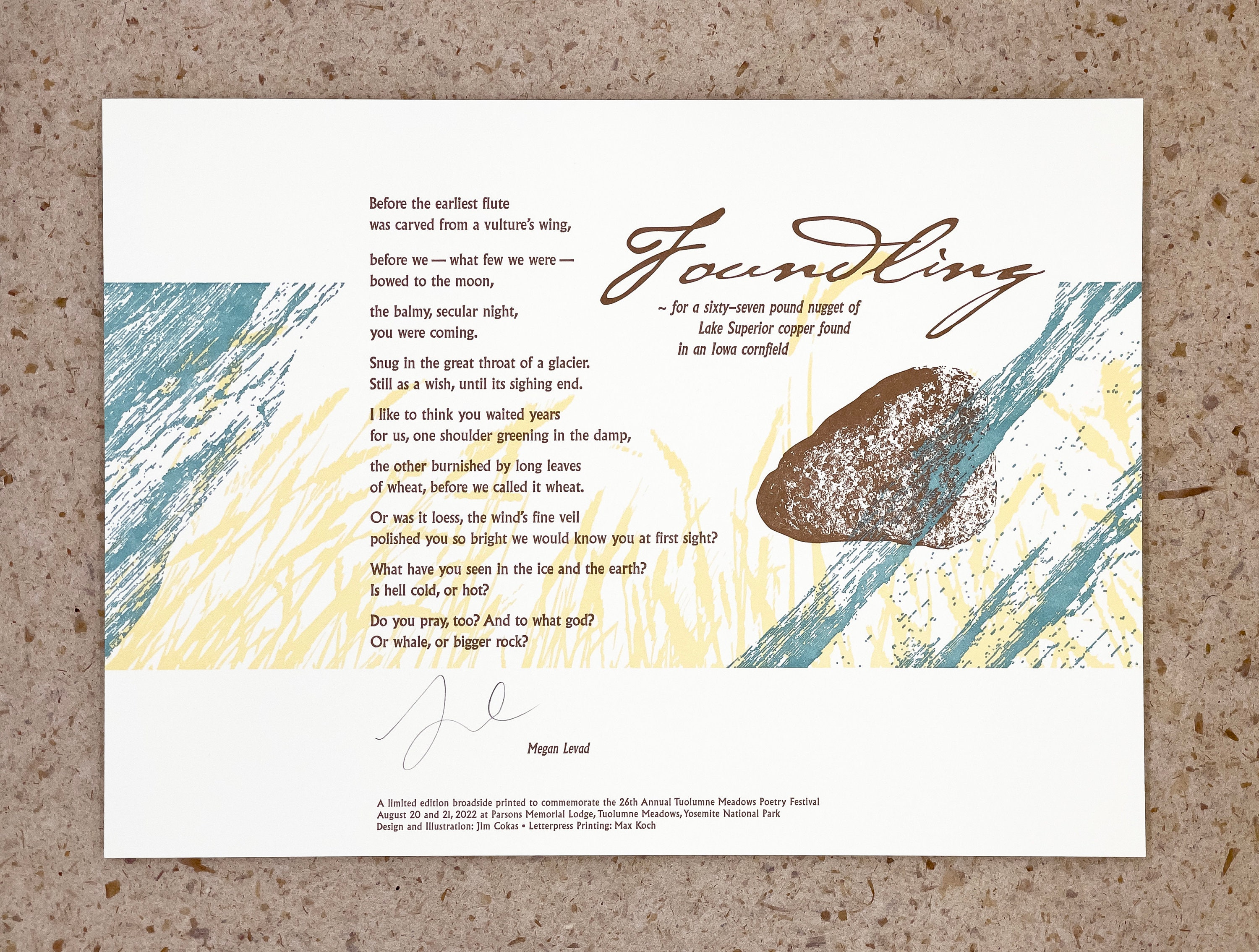 Letterpress Poetry Broadside Print — "foundling" — Poet Megan Levad ...