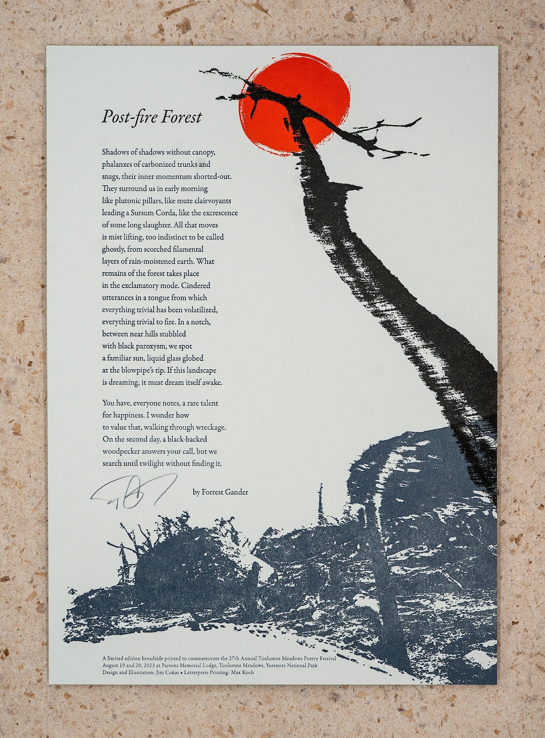 Letterpress Poetry Broadside post-fire Forest Poem by Forrest Gander ...
