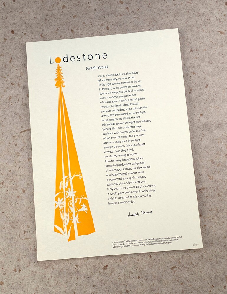 Letterpress Poetry Broadside Print lodestone Poet Joseph Stroud, Art ...