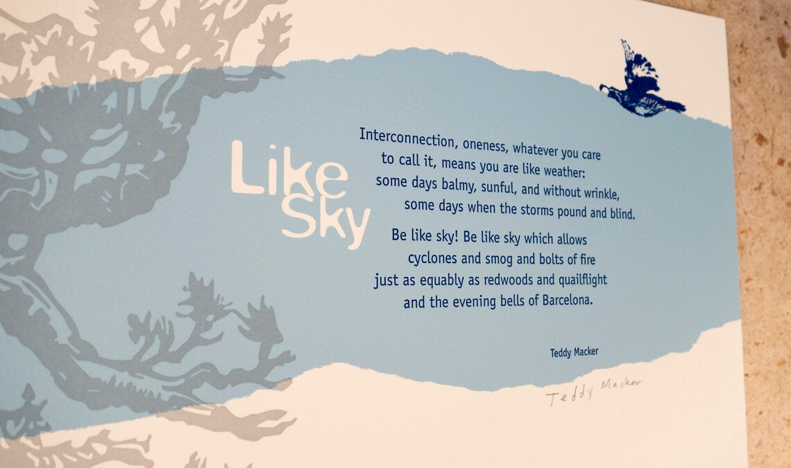 Letterpress Poetry Broadside Print like Sky Poem - Etsy