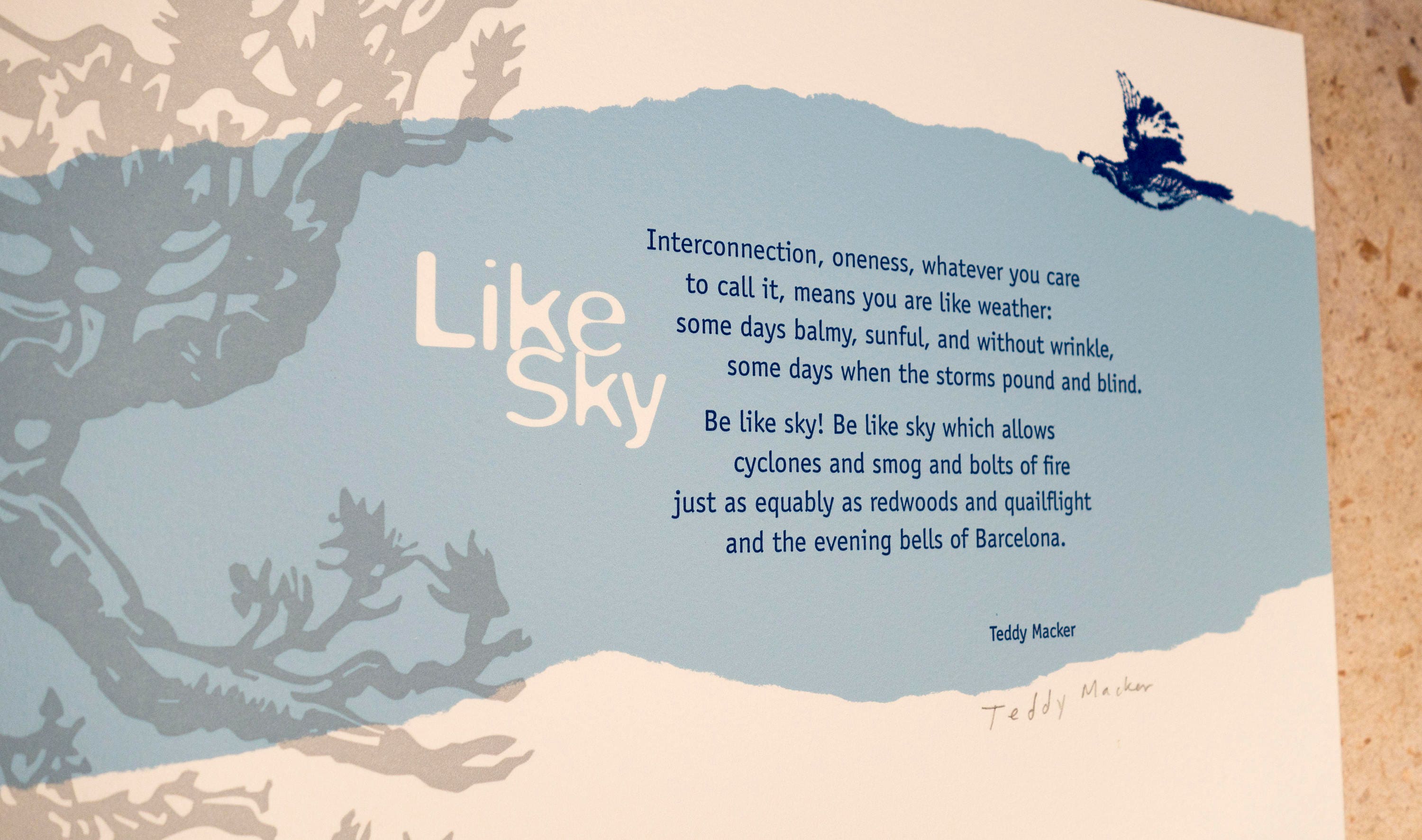 Letterpress Poetry Broadside Print like Sky Poem - Etsy