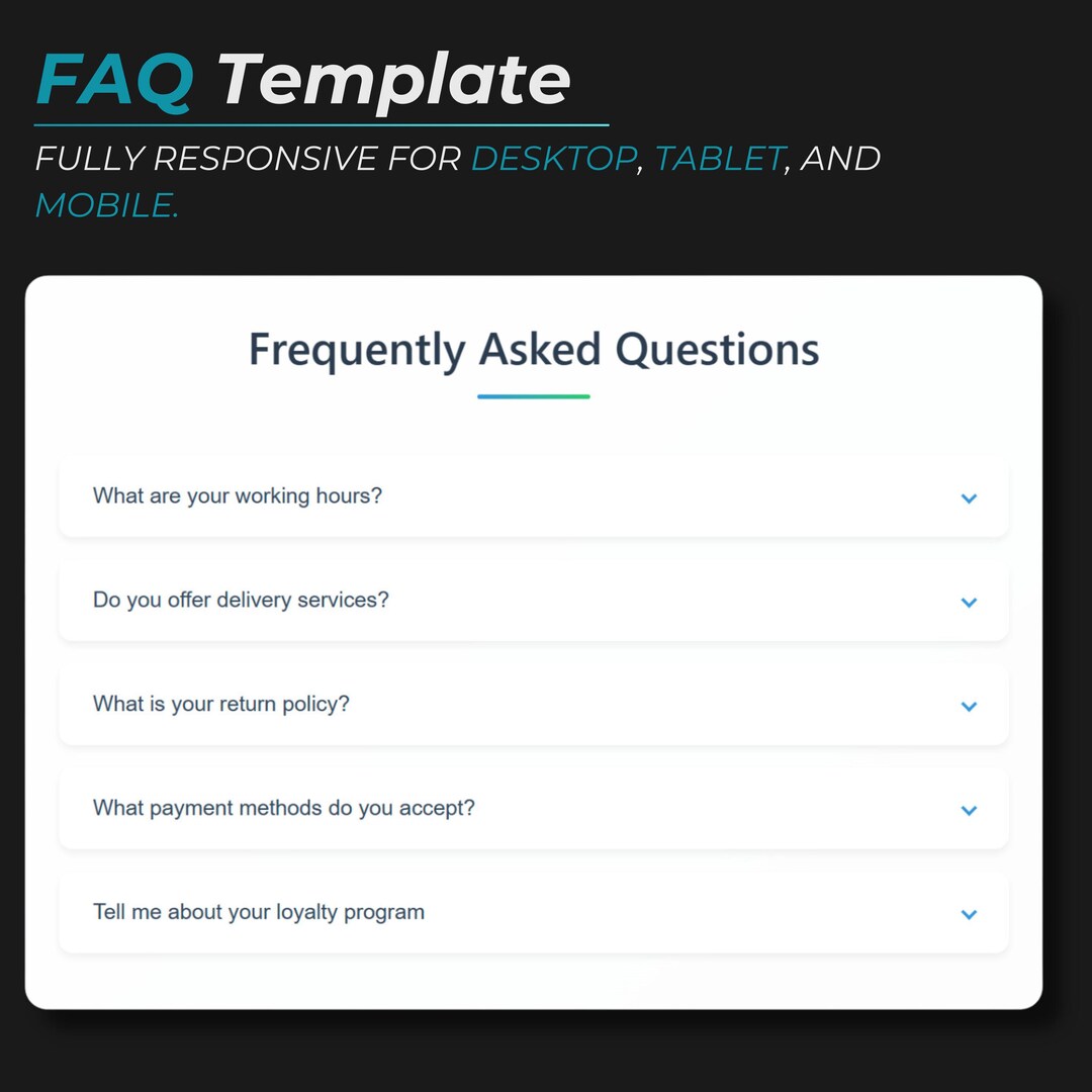Customizable FAQ Template | Responsive Html FAQ Section | Easy Embed ...