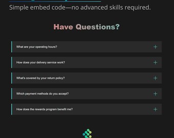 Blue Modern FAQ Template | Responsive Html FAQ Section | Easy Embed for ...
