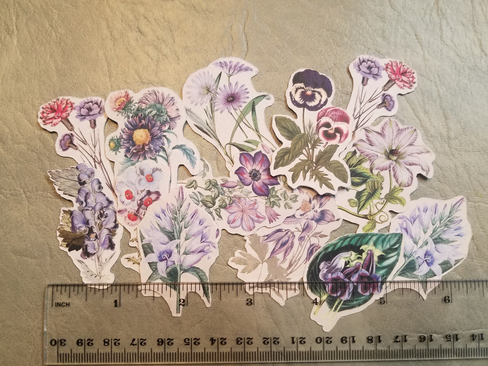Mini Paper Ephemera Pack, Pre Cut Ephemera, Purple Flowers Ephemera ...