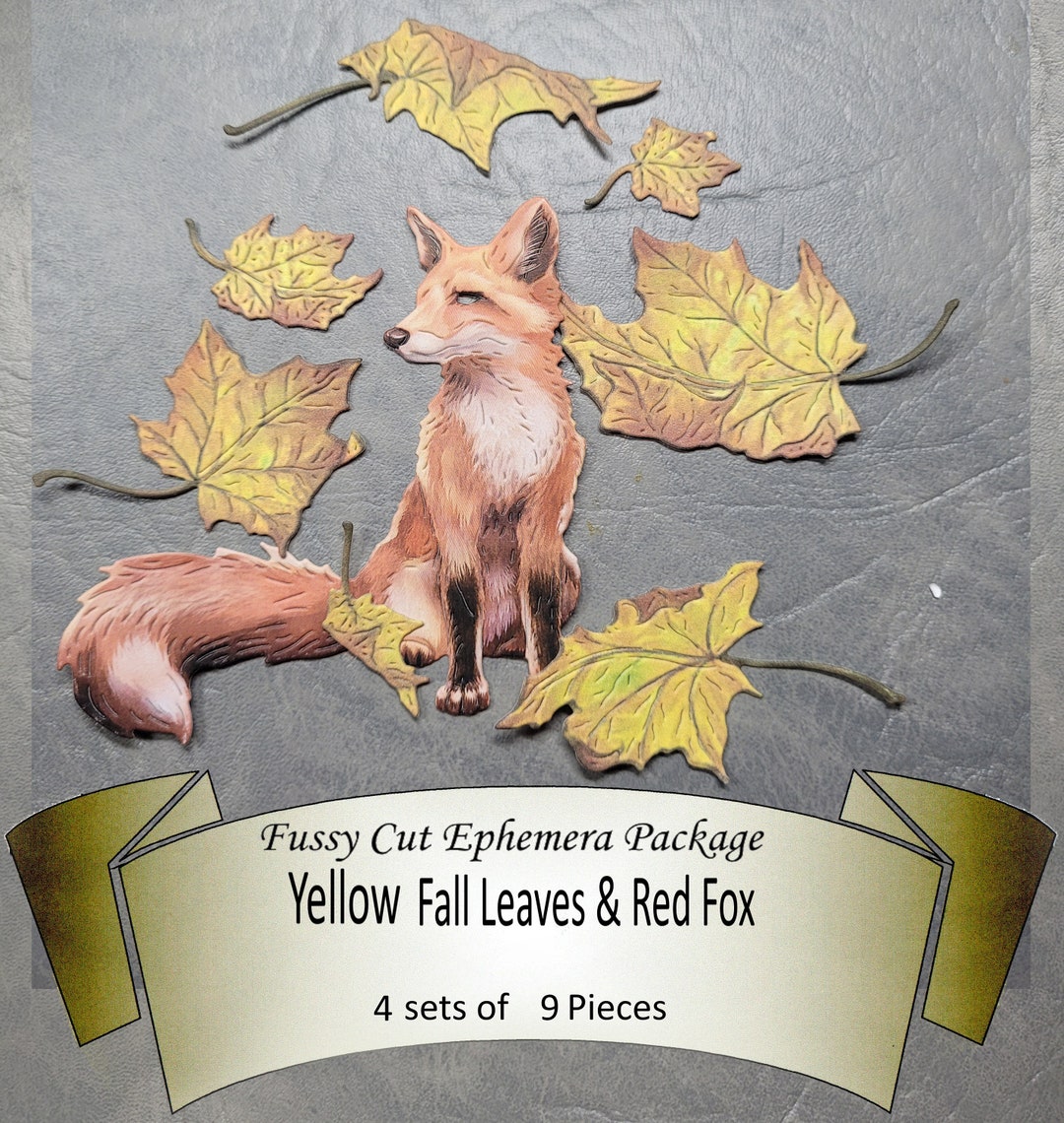 Fall Leaves and Red Fox Ephemera, Pre Cut Ephemera, Seasonal Cut Outs ...