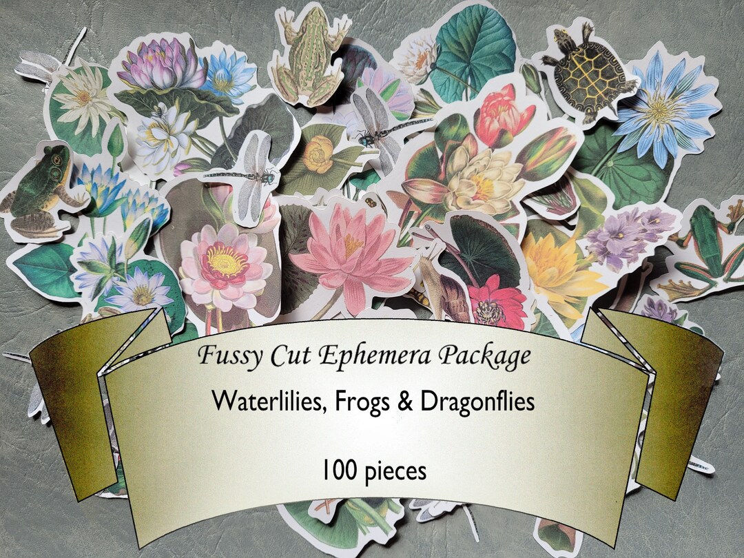 Paper Ephemera Pack, Pre Cut Ephemera, Water Lily, Fog and Dragonfly ...