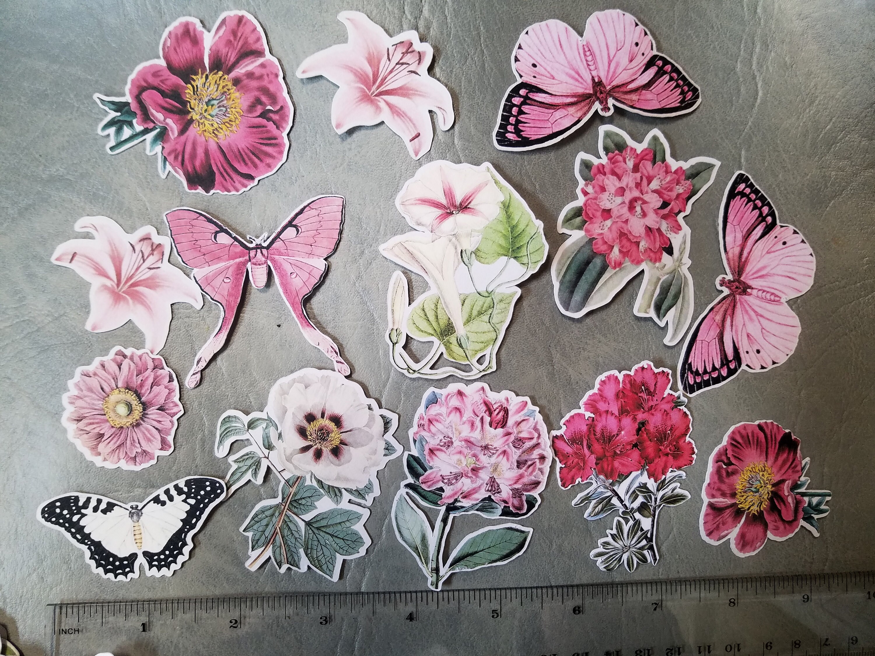 Pink Flower Paper Ephemera Pack, Pre Cut Ephemera, Floral Ephemera ...