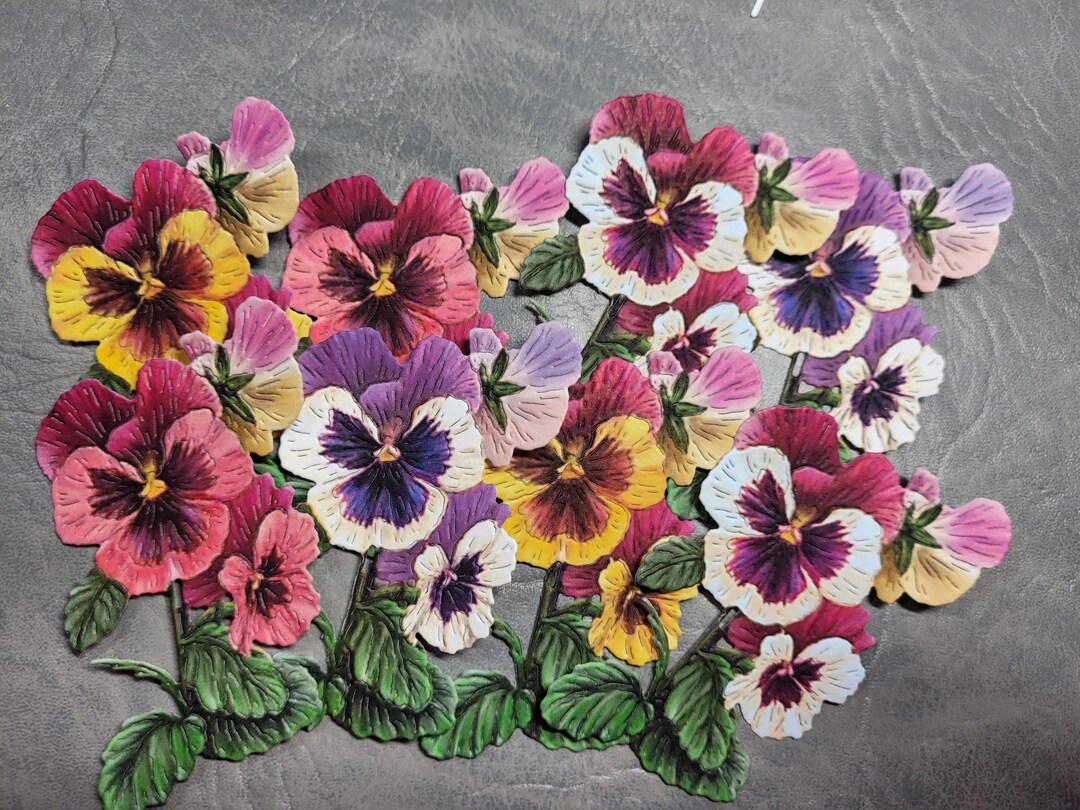 8 Pansy Clusters Die Cut Pansy, Paper Ephemera, Paper Craft Supplies - Etsy