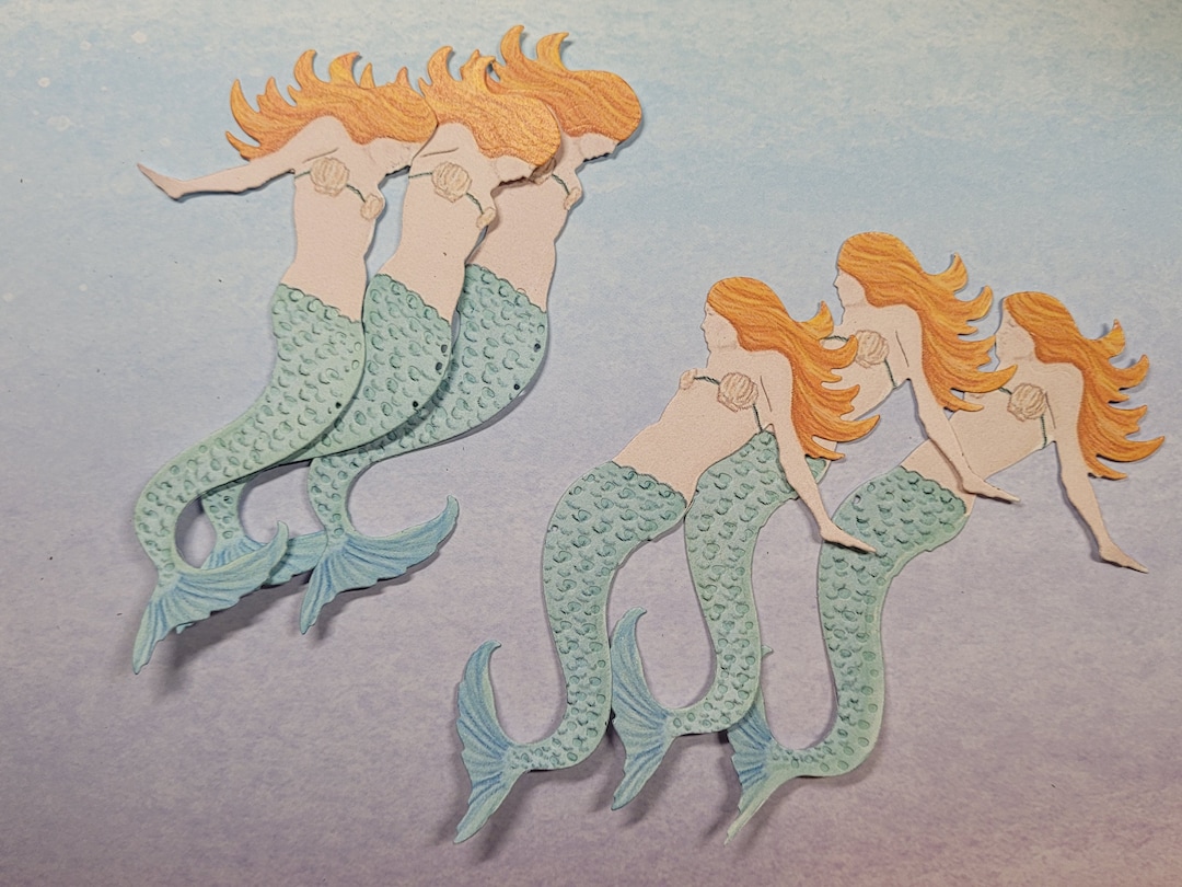 Die Cut Mermaid Ephemera, Pre Cut Ephemera, Green Mermaid Ephemera - Etsy