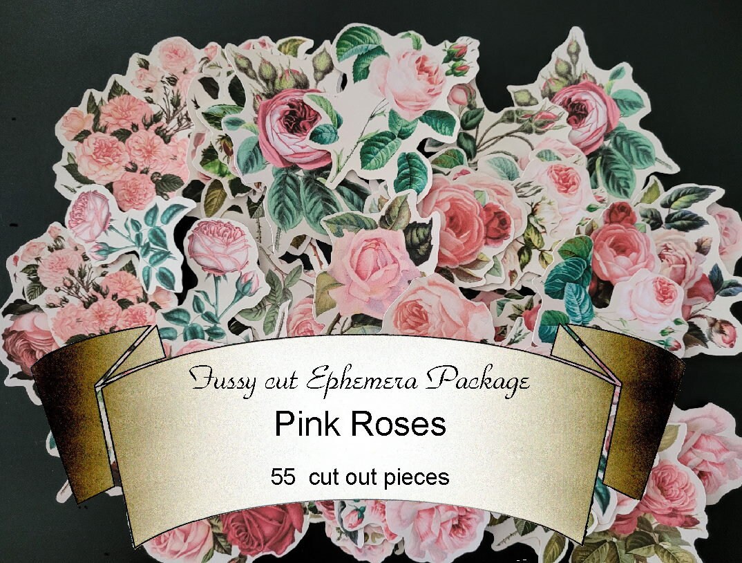 Pink Roses Ephemera Paper Ephemera Pack Pre Cut Ephemera - Etsy