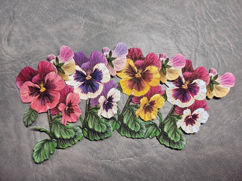 8 Pansy Clusters Die Cut Pansy, Paper Ephemera, Paper Craft Supplies - Etsy