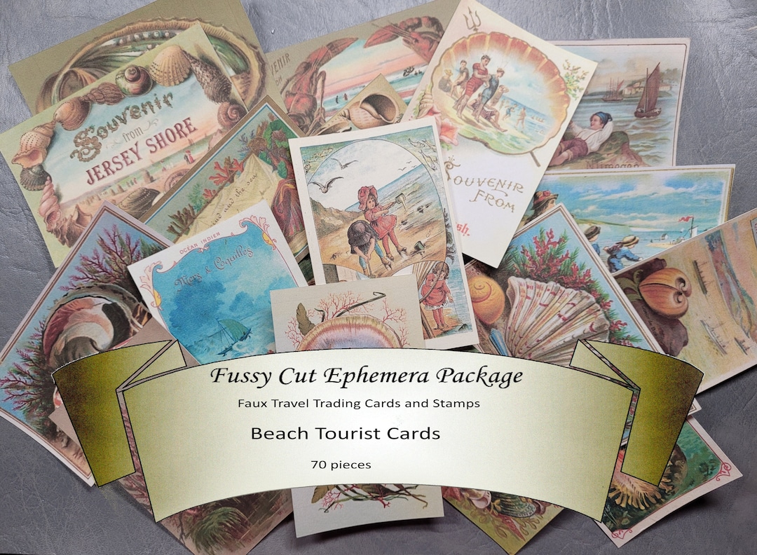 Beach Ephemera, Pre Cut Ephemera, Faux Trading Cards, Faux Travel ...