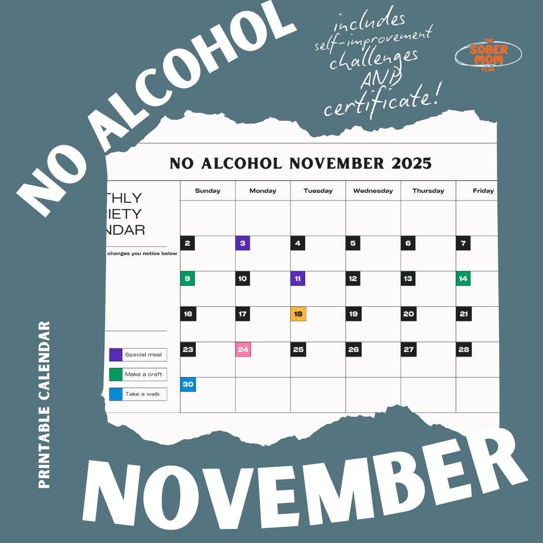 No Alcohol November 2025 Sobriety Calendar + Certificate - Etsy